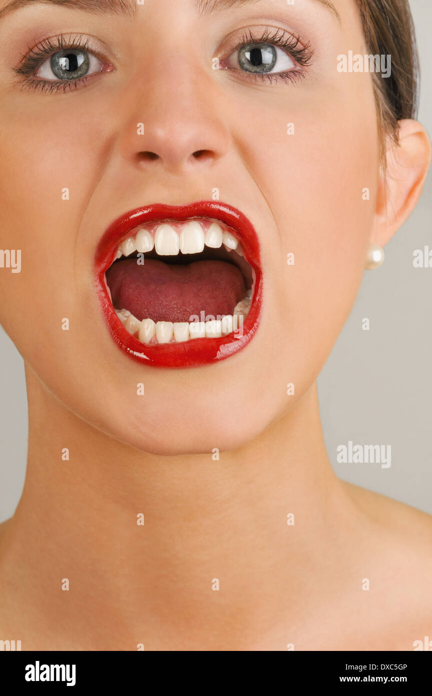 Screaming mouth woman close up lips hi-res stock photography and images ...