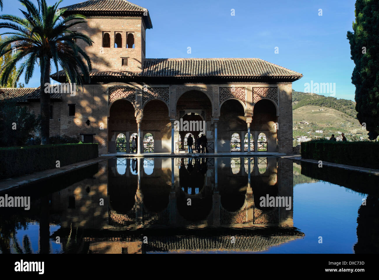 The Partal Palace portico and reflecting pool in the Alhambra, Granada ...