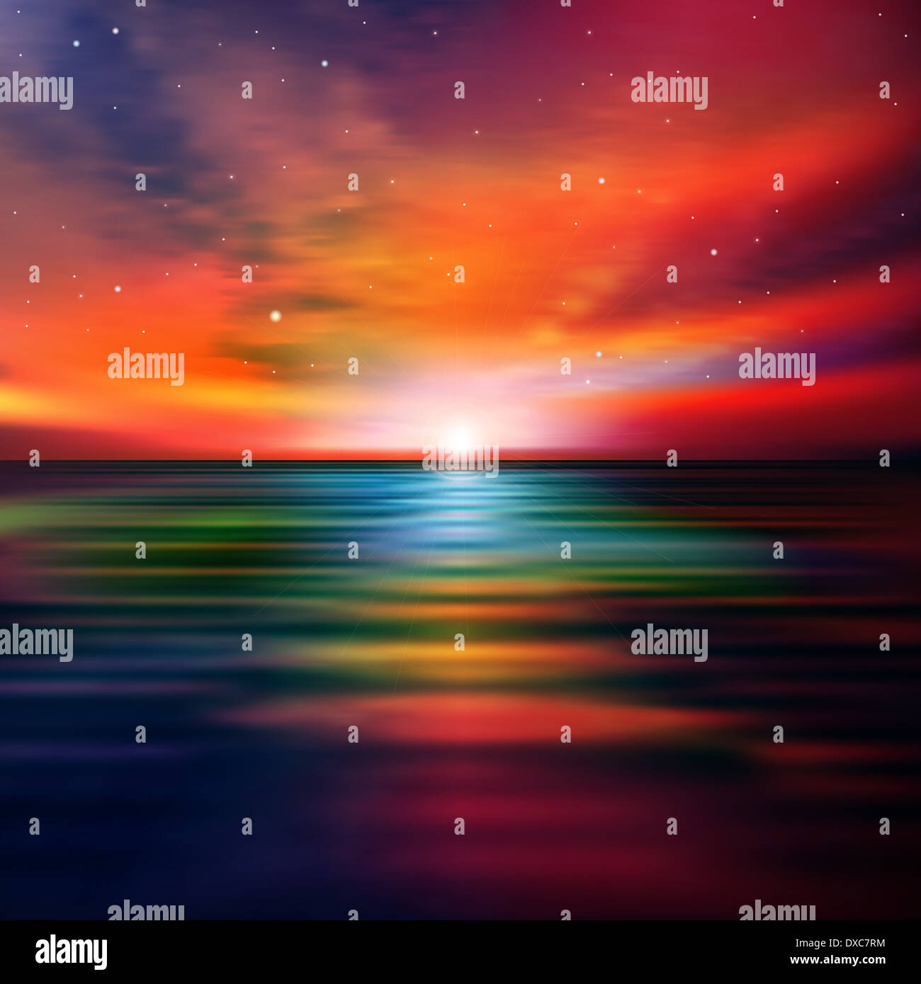 abstract nature background with red sea sunset and clouds Stock Photo ...