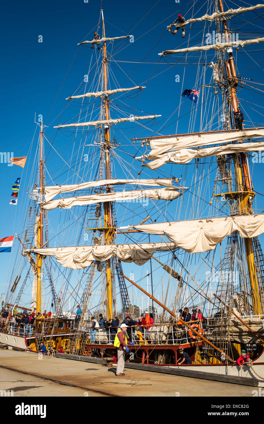 Tall ships festival event melbourne australia 2013 hi-res stock ...