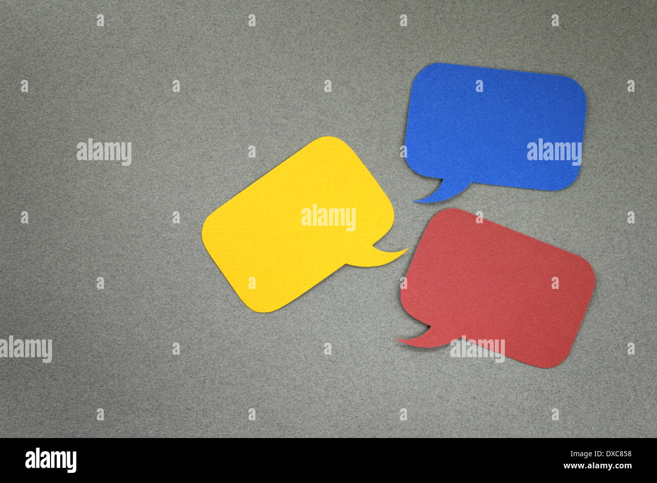 Paper dialog boxes on gray background with blank empty copy space Stock ...