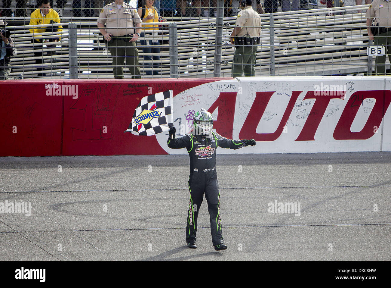 Fontana, California, US. 23rd Mar, 2014. Kyle Busch, driver of the #18 ...