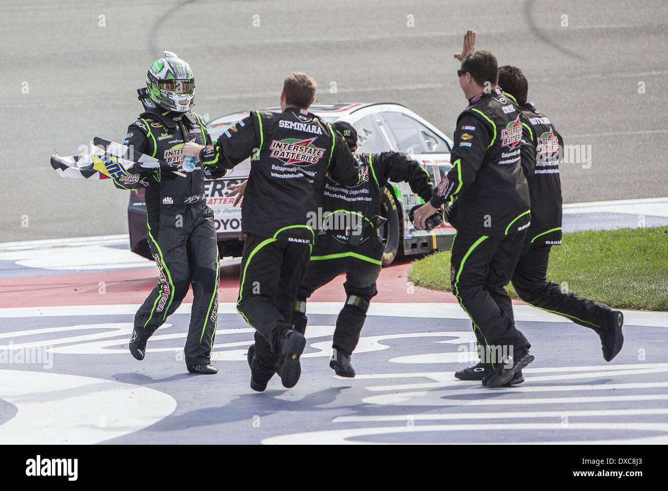 Fontana, California, US. 23rd Mar, 2014. Kyle Busch, driver of the #18 ...