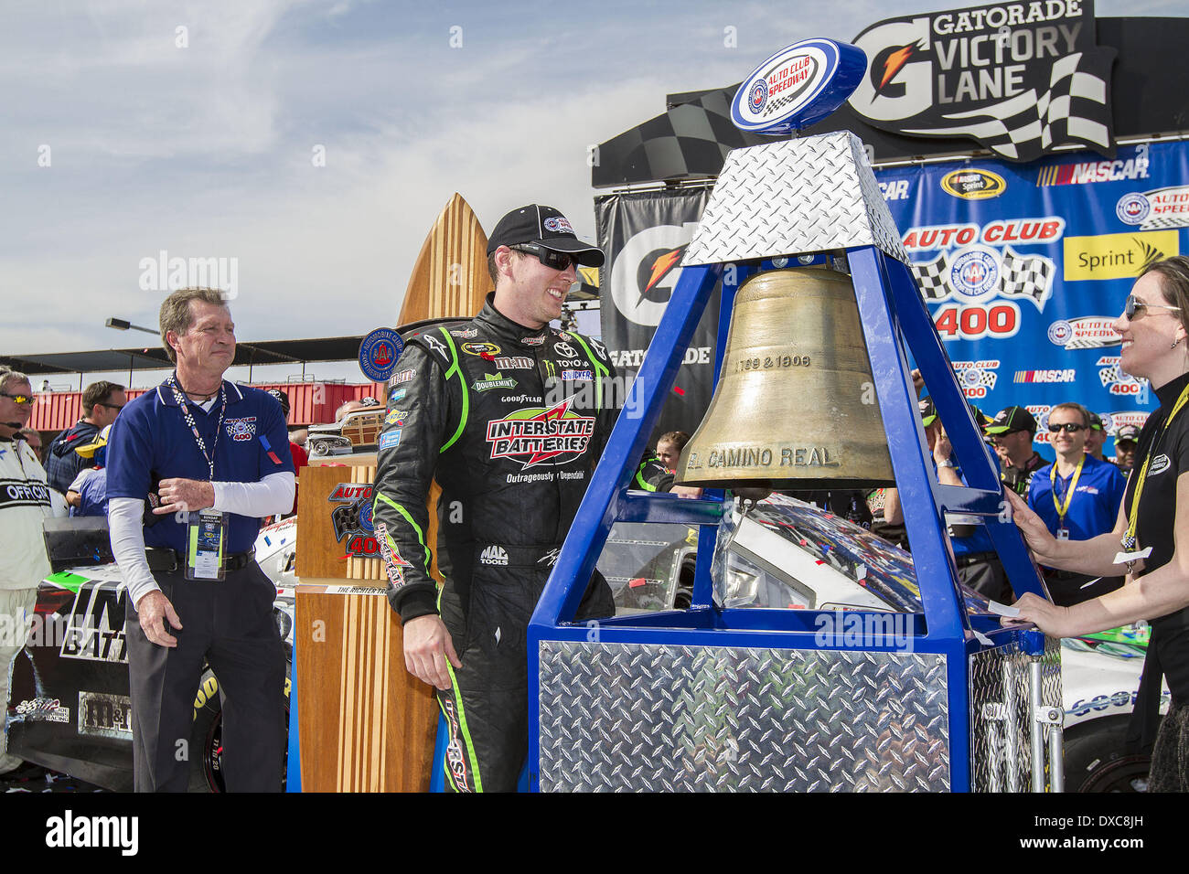 Fontana, California, US. 23rd Mar, 2014. Kyle Busch, driver of the #18 ...