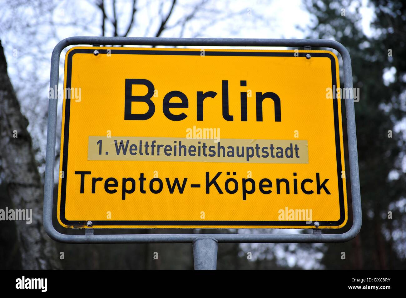 Berlin, Germany. 23rd Mar, 2014. A Berlin city sign with the addition ...