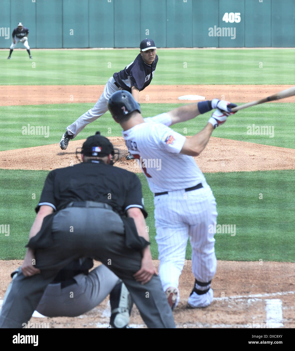 Masahiro Tanaka (Yankees), Joe Mauer (Twins), MARCH 22, 2014 - MLB ...