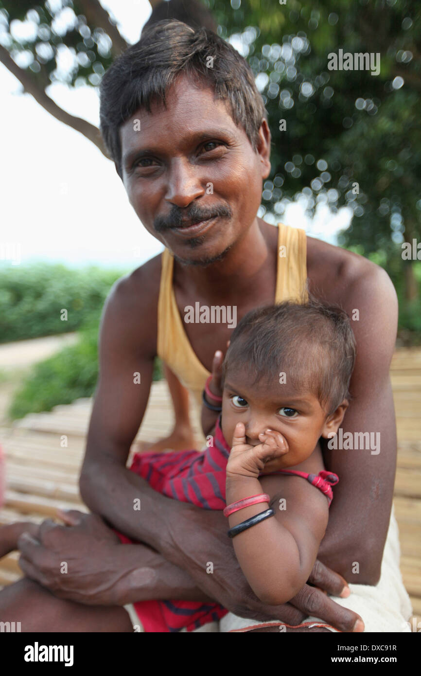 Father and child. Mahato tribe, Tenughat, Bokaro District Jharkhand ...