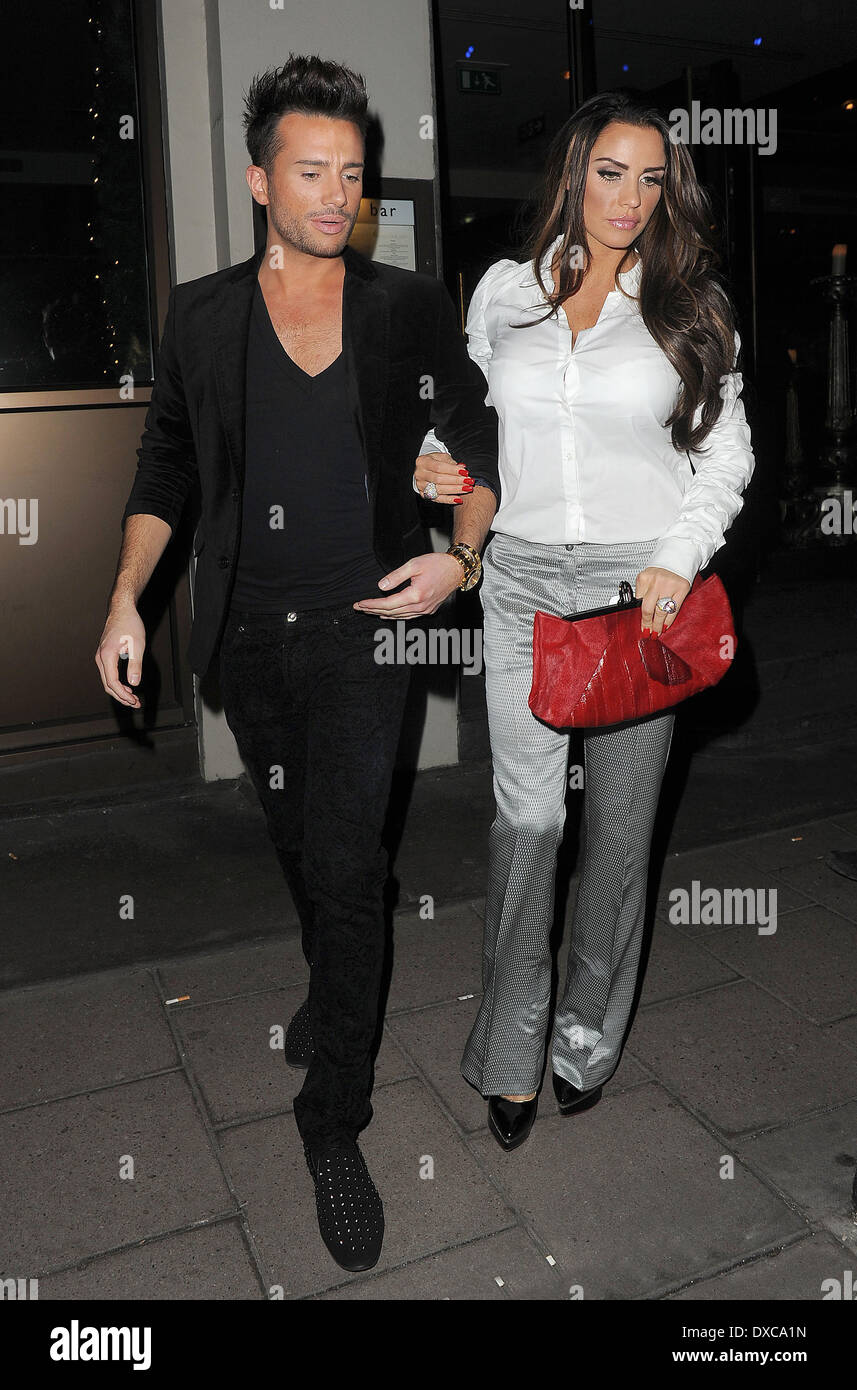 Katie Price aka Jordan and a male companion out and about in Mayfair ...