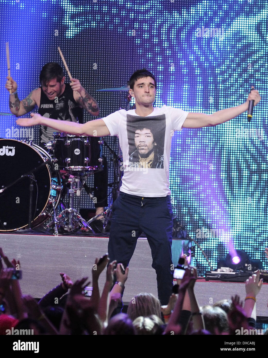 Tom Parker The Wanted performs on stage during The Big Jingle 2012 at ...