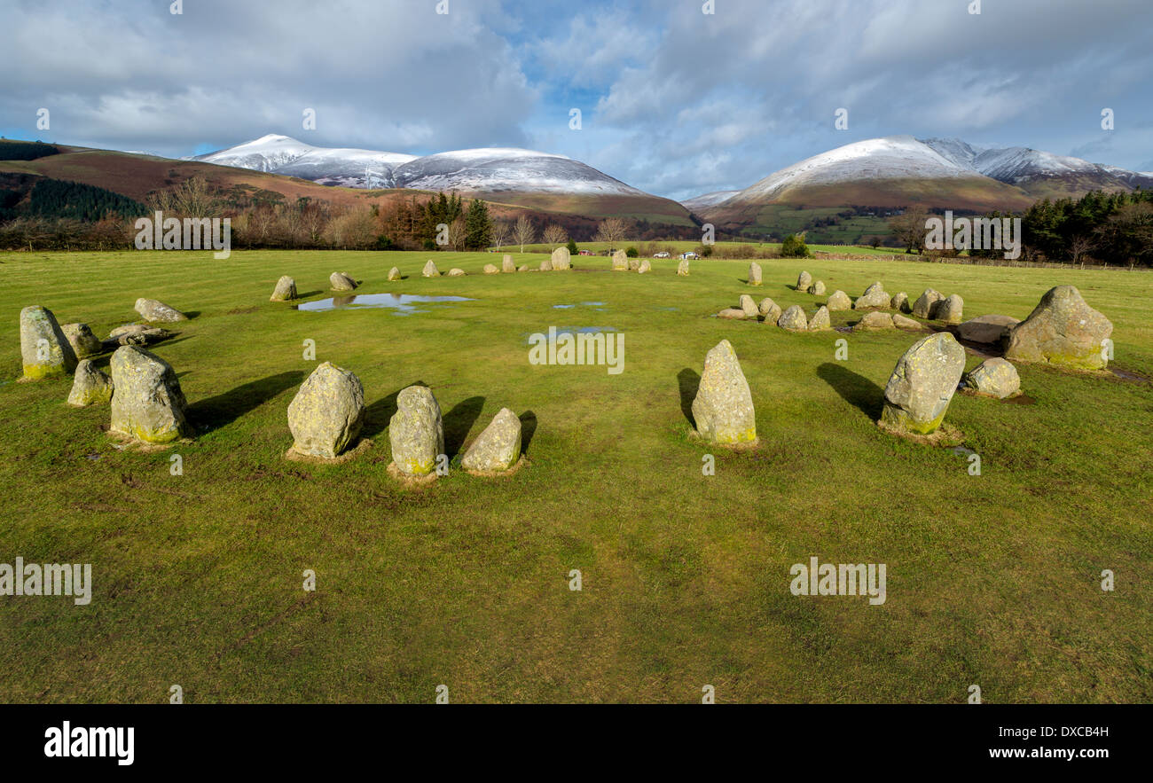 High level view of Castlerigg Stone Circle, nr Keswick, Cumbria, with ...