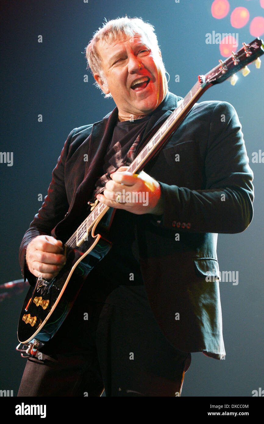 Alex Lifeson of Rush, performing at AT&T Center in San Antonio, during ...