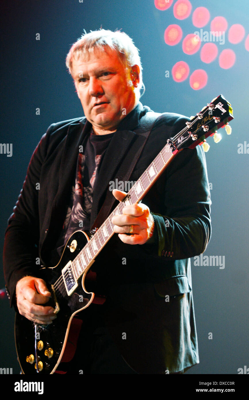 Alex Lifeson of Rush, performing at AT&T Center in San Antonio, during ...