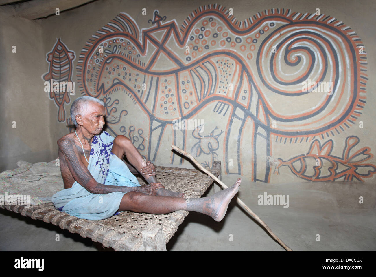 Tattoo designs on the body of a tribal woman. Kurmi caste. Bhilwara ...