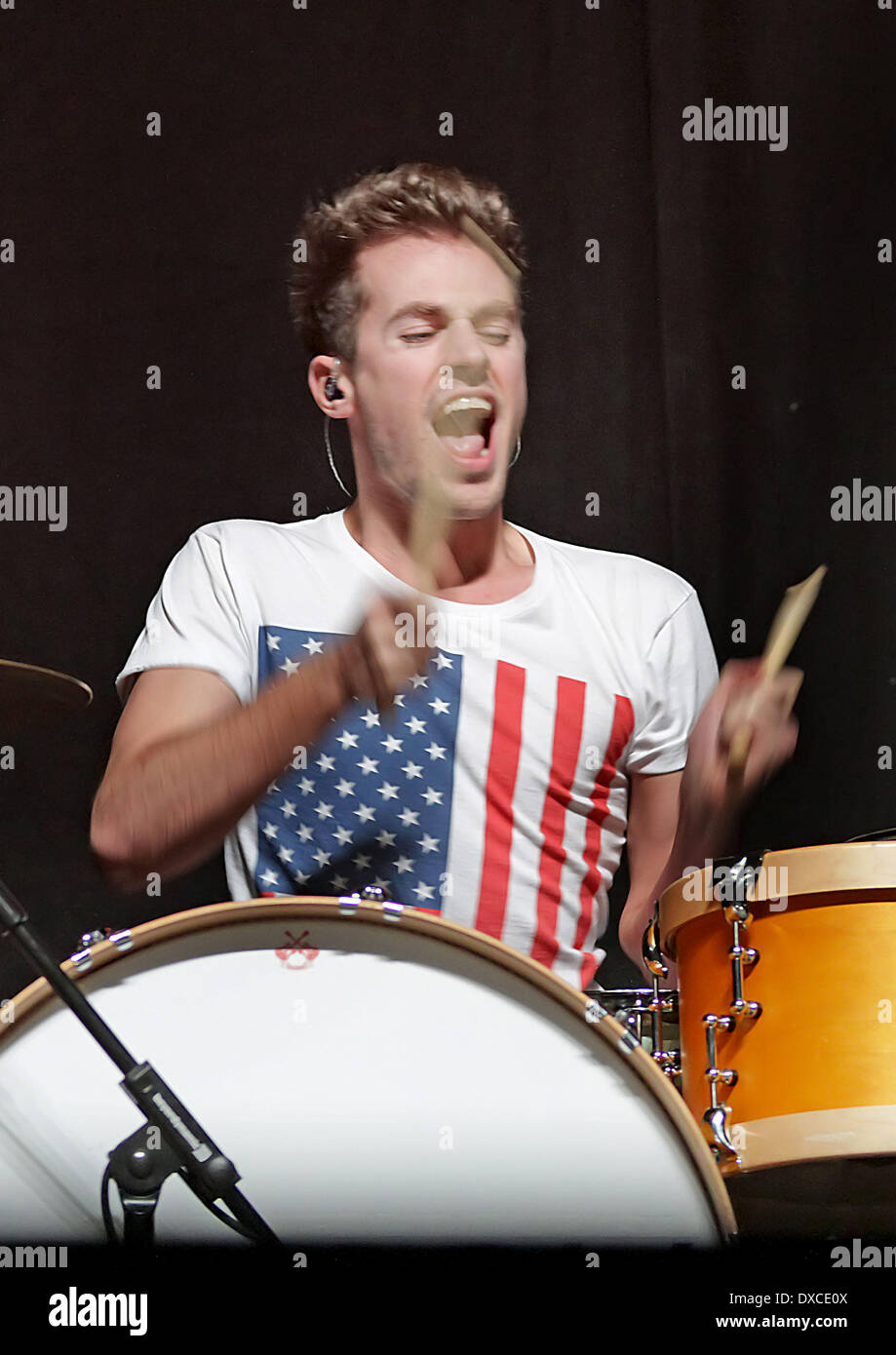 Adam Pitts of Lawson, performing at Radio City Live at the Liverpool ...