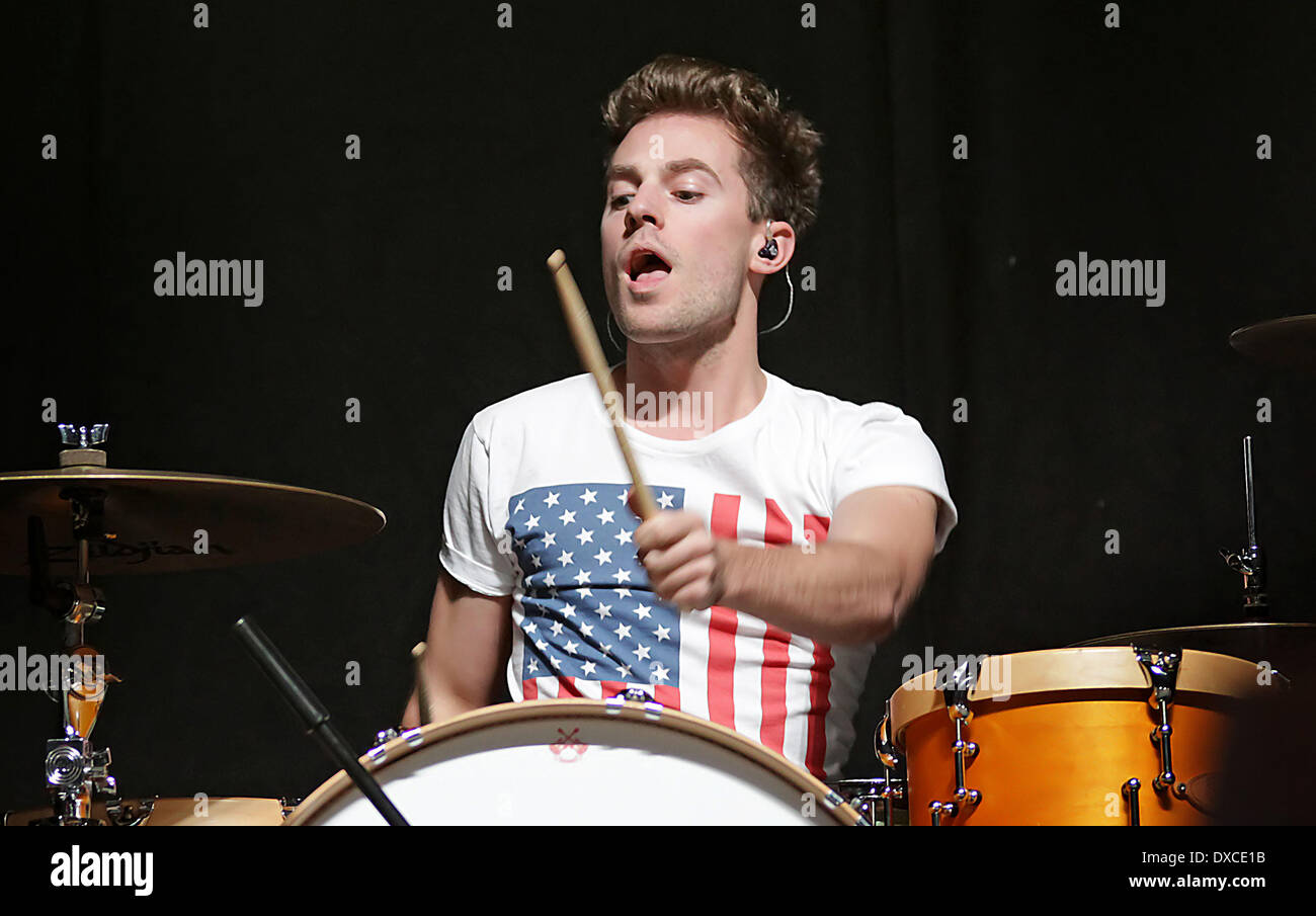 Adam Pitts of Lawson, performing at Radio City Live at the Liverpool ...
