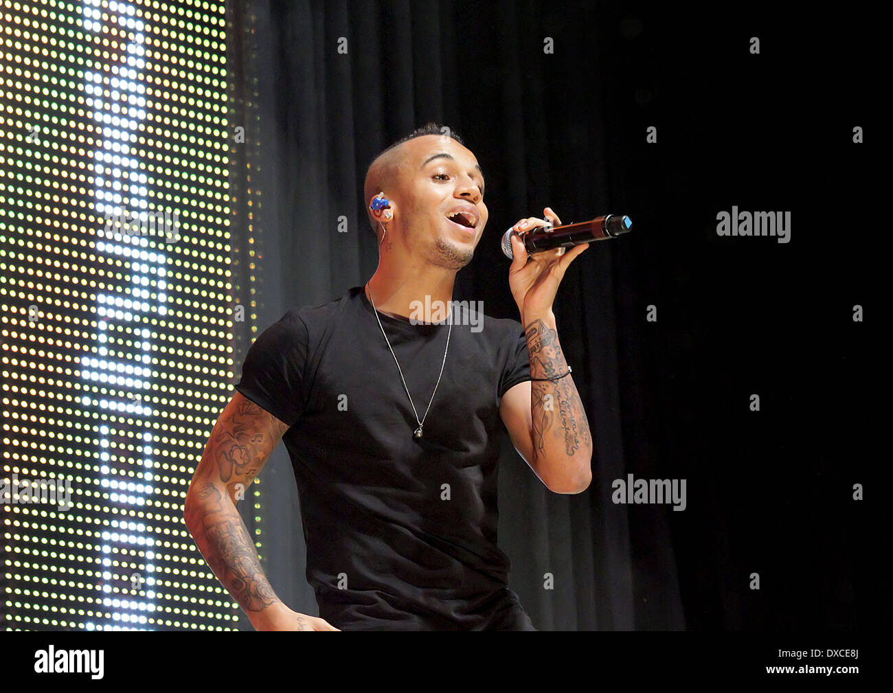 Aston Merrygold of JLS, performing at Radio City Live at the Liverpool ...