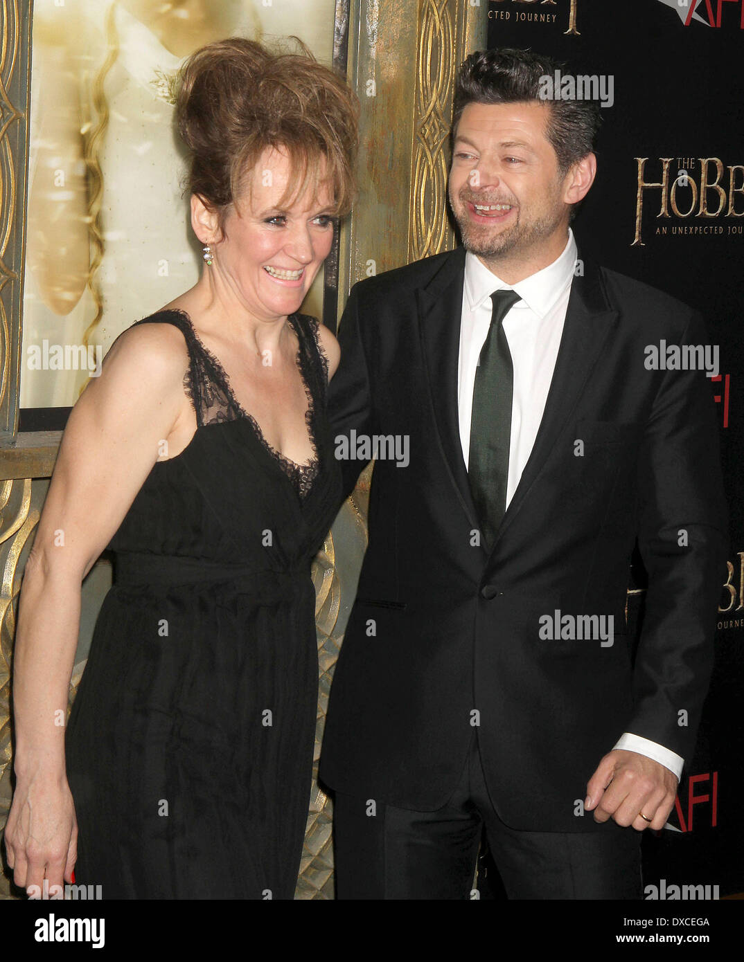 Lorraine Ashbourne and Andy Serkis, at premiere of 'The Hobbit ...