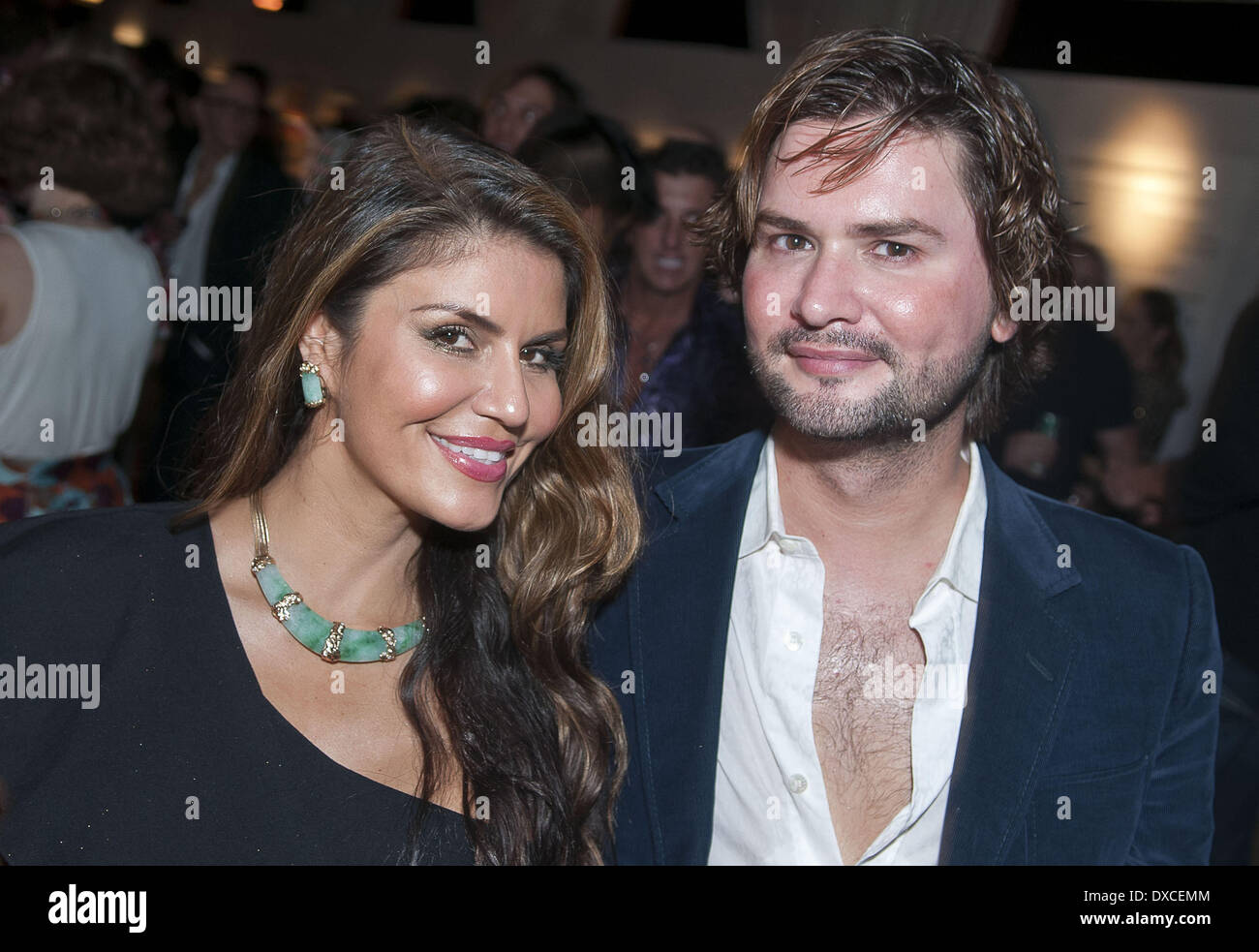 Brigitte Daza and guest amfAR inaugural benefit at the Soho Beach House ...