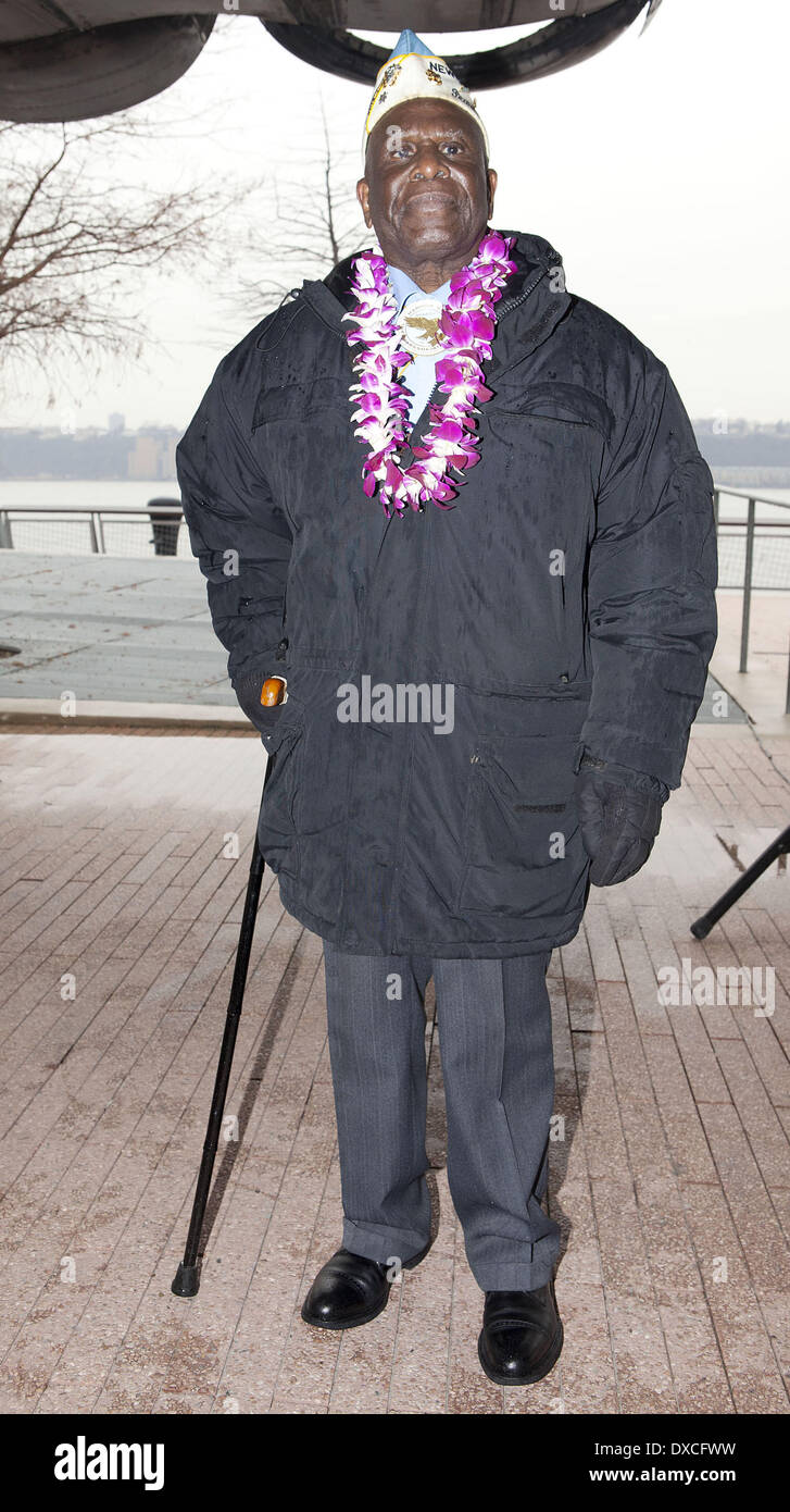 Pearl Harbor survivor Clark J. Simmons during a ceremony next to the ...