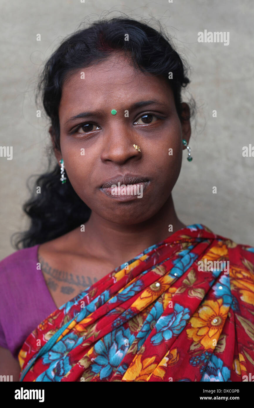 Closeup of a tribal woman. Santhal tribe. Jarweadhi village, Bishangarh ...