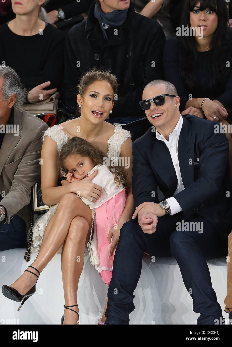 Jennifer Lopez, her daughter Emme and Casper Smart Paris Fashion Week ...