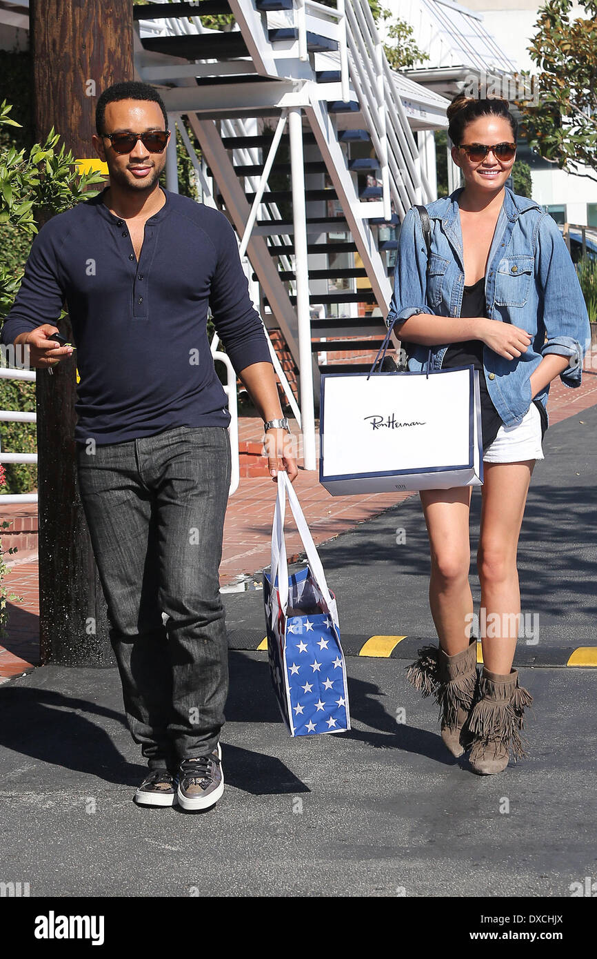 Singer John Legend and fiance model Chrissy Teigen seen shopping at ...