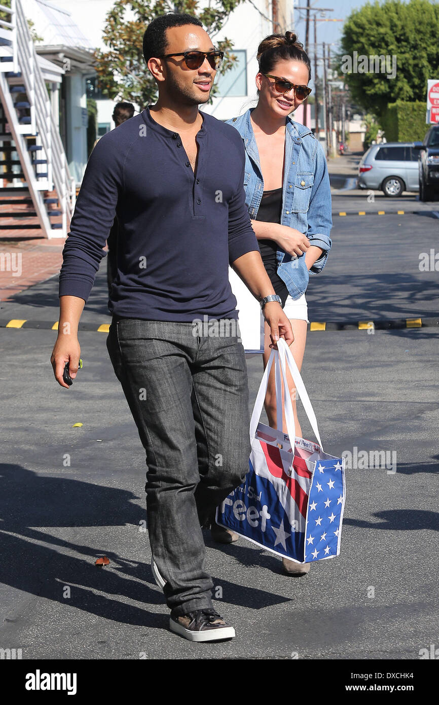 Singer John Legend and fiance model Chrissy Teigen seen shopping at ...