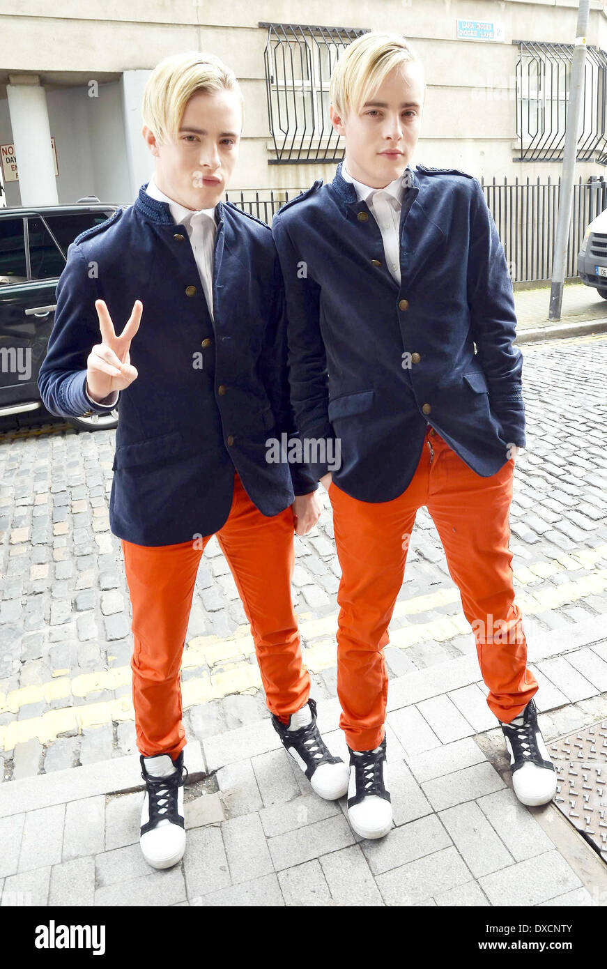 Jedward aka John Grimes and Edward Grimes arriving at Today FM for the ...