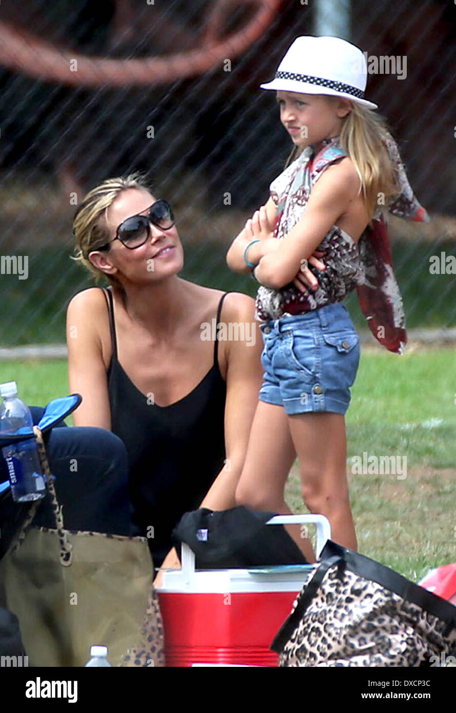 Heidi Klum fixing her daughter Leni Samuel's hair Heidi Klum watches ...