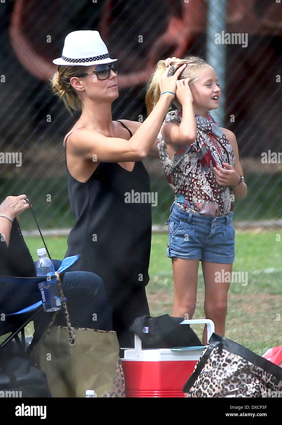 Heidi Klum fixing her daughter Leni Samuel's hair Heidi Klum watches ...