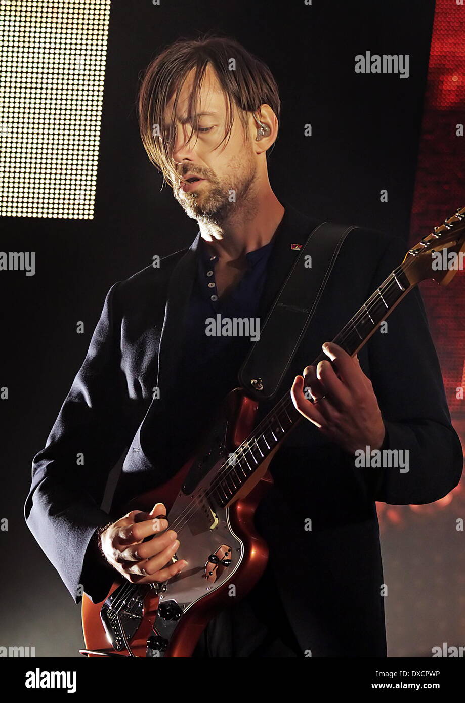 Ed O'Brien Radiohead performing live at Manchester Arena Manchester ...