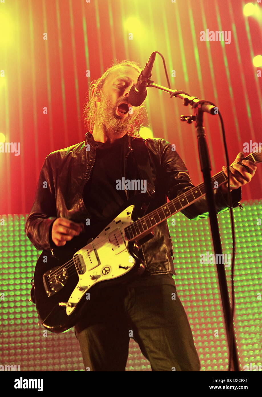 Thom Yorke Radiohead performing live at Manchester Arena Manchester ...