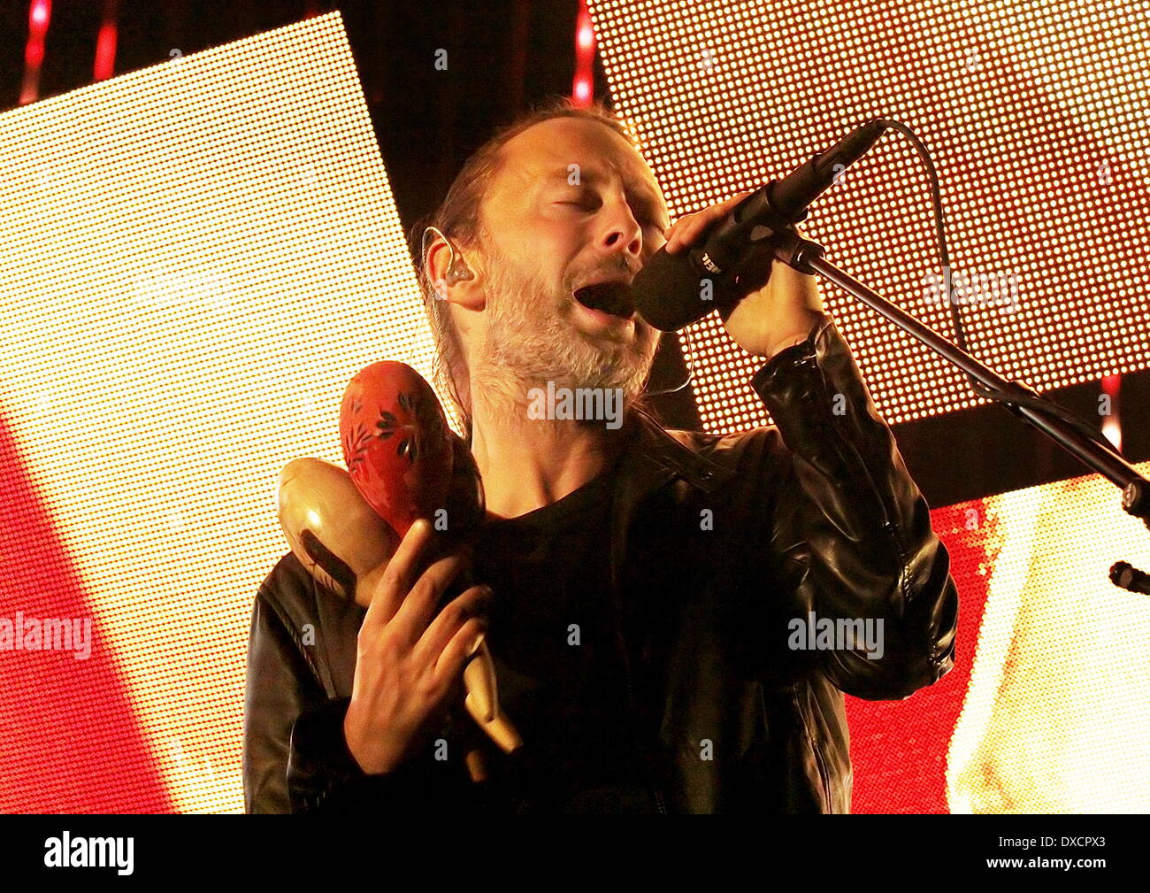 Thom Yorke Radiohead performing live at Manchester Arena Manchester ...