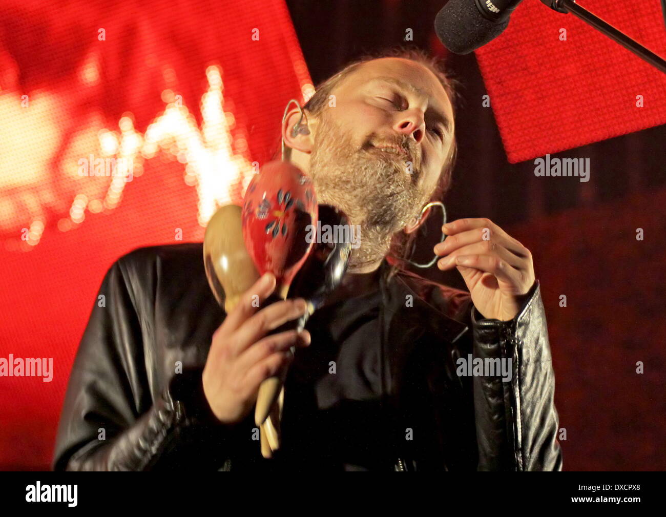 Thom Yorke Radiohead performing live at Manchester Arena Manchester ...