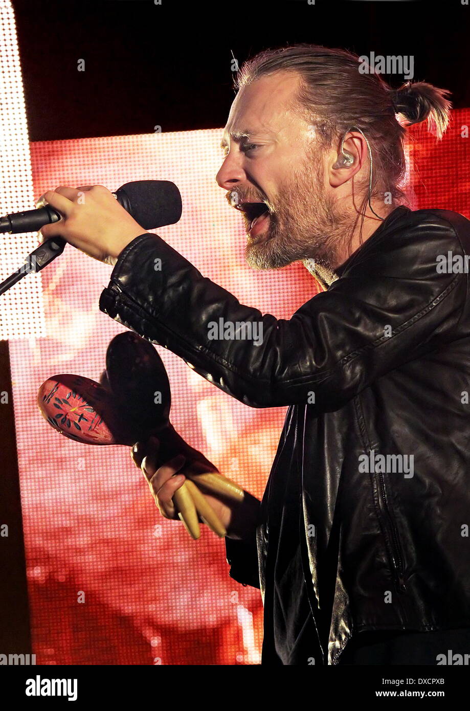 Thom Yorke Radiohead performing live at Manchester Arena Manchester ...