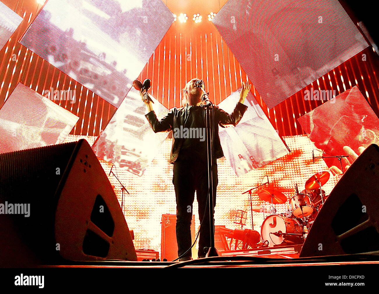 Thom Yorke Radiohead performing live at Manchester Arena Manchester ...