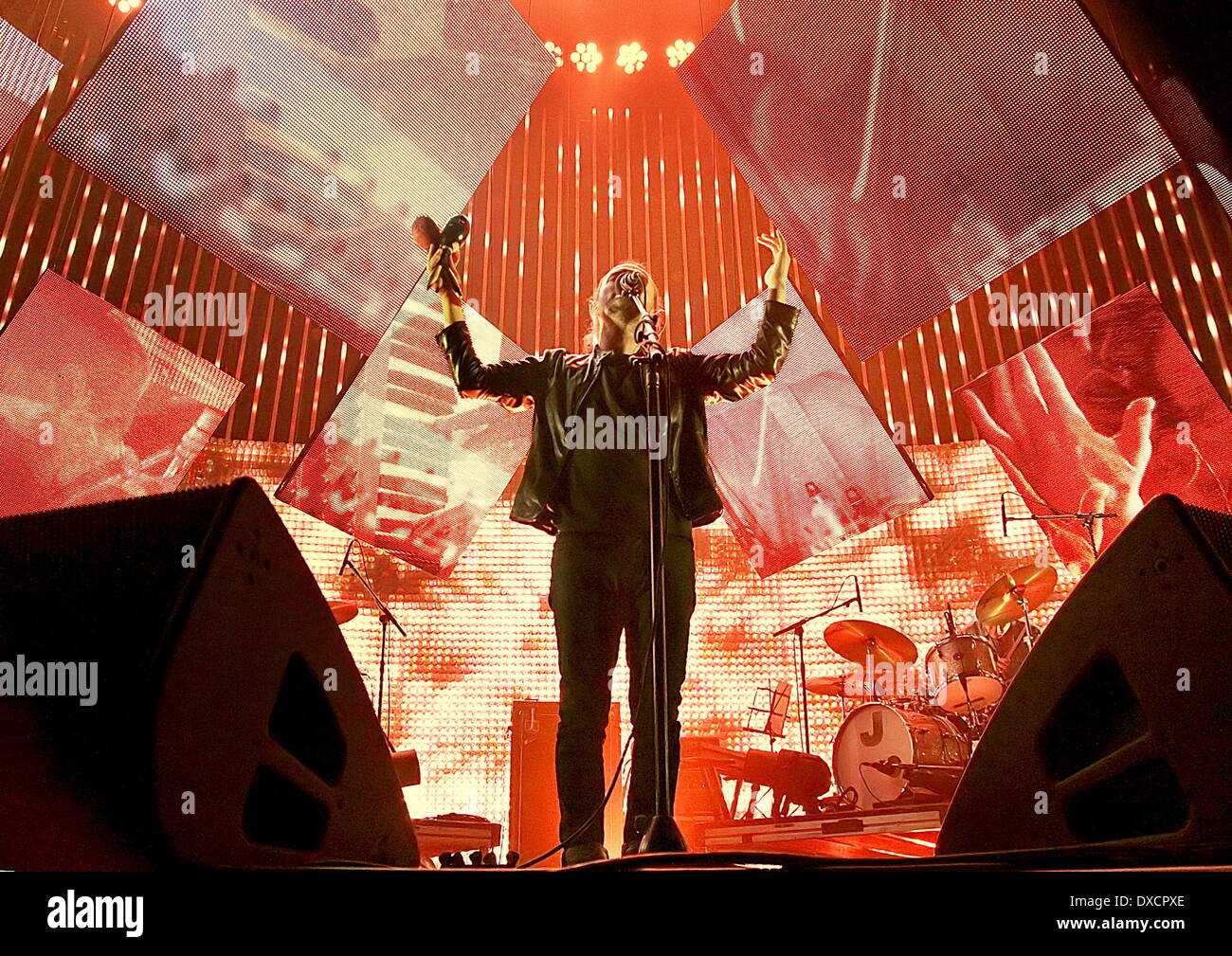 Thom Yorke Radiohead performing live at Manchester Arena Manchester ...