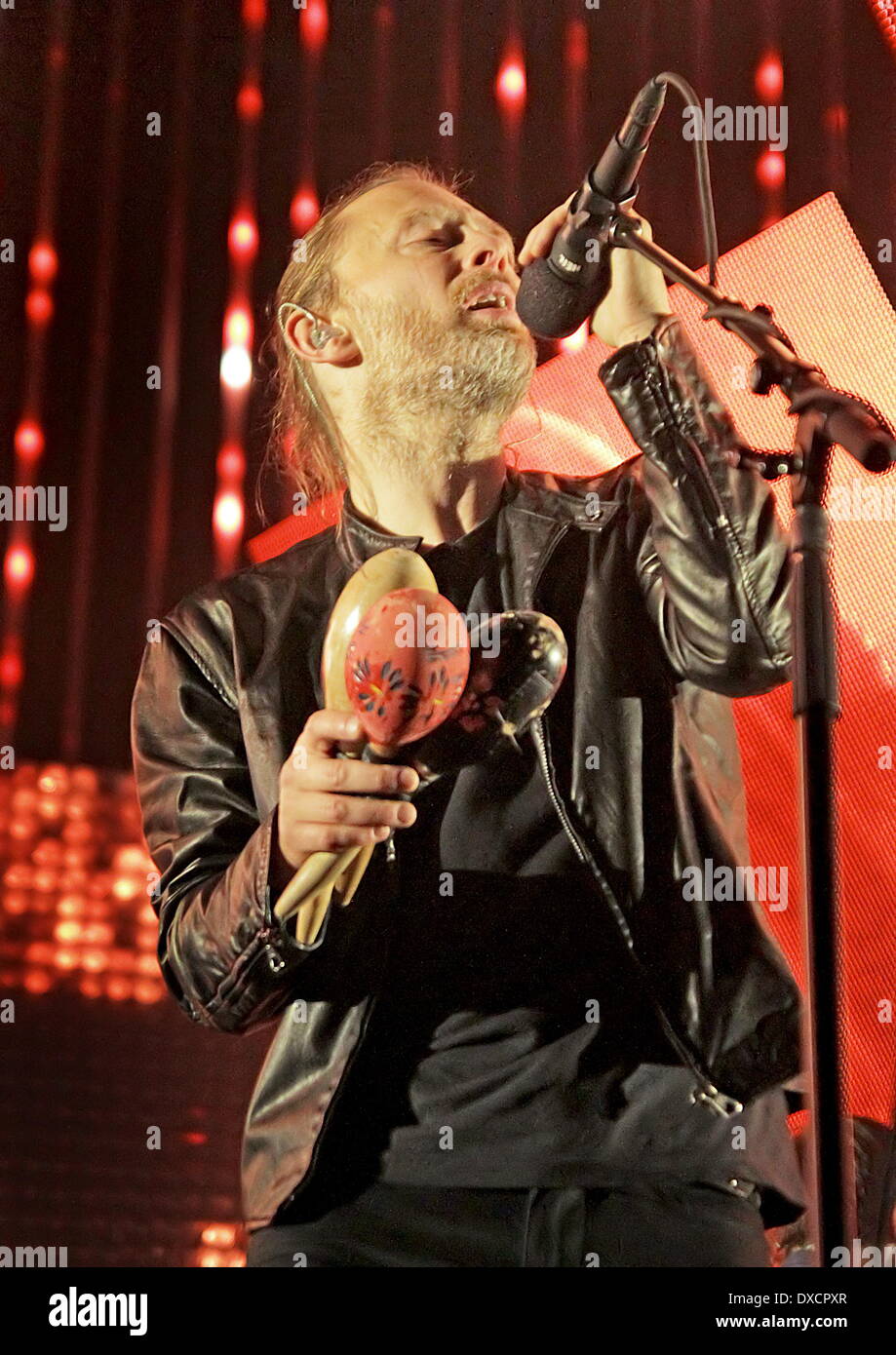 Thom Yorke Radiohead performing live at Manchester Arena Manchester ...