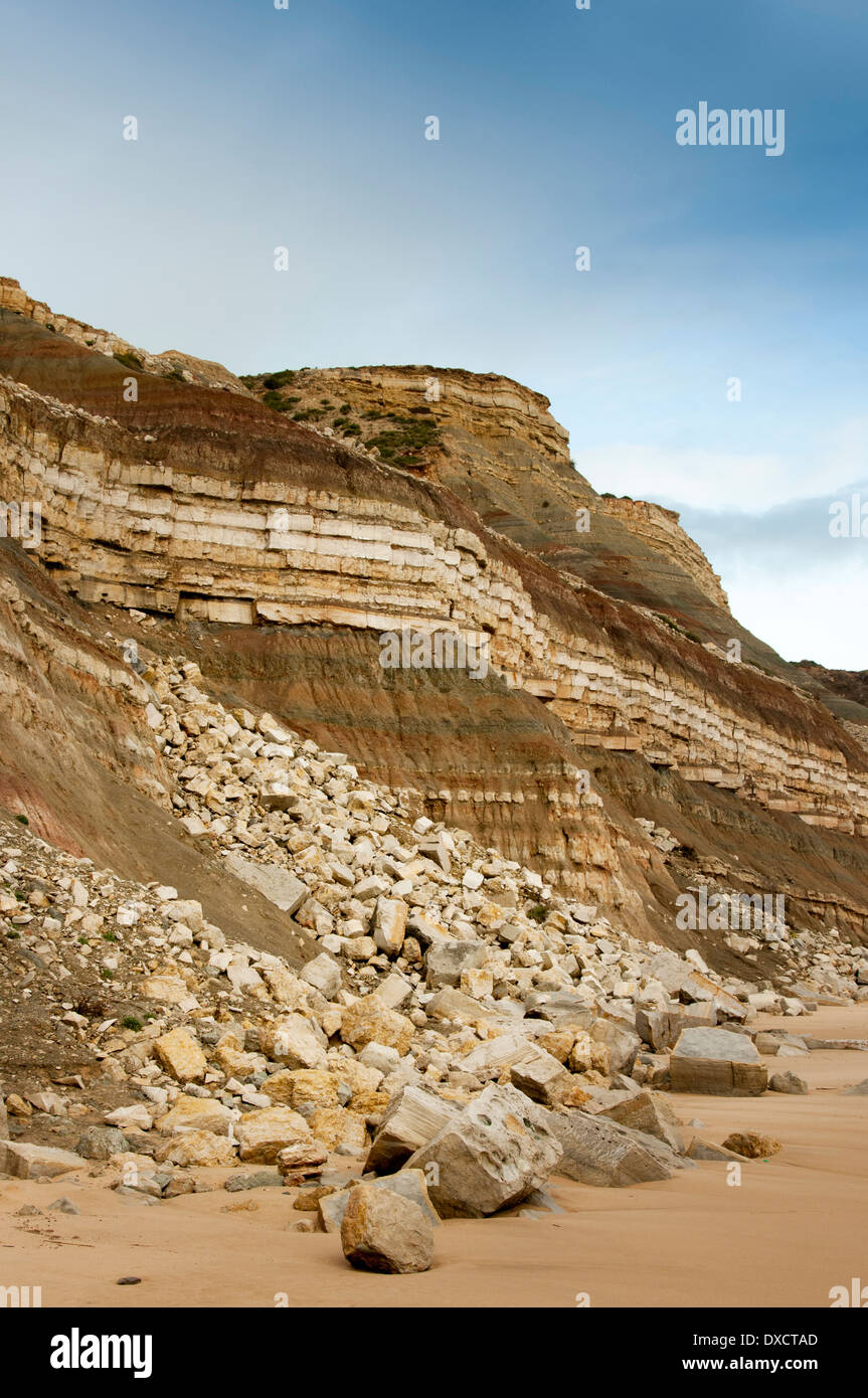 rock fall with coastal erosion Praia de Luz Stock Photo - Alamy