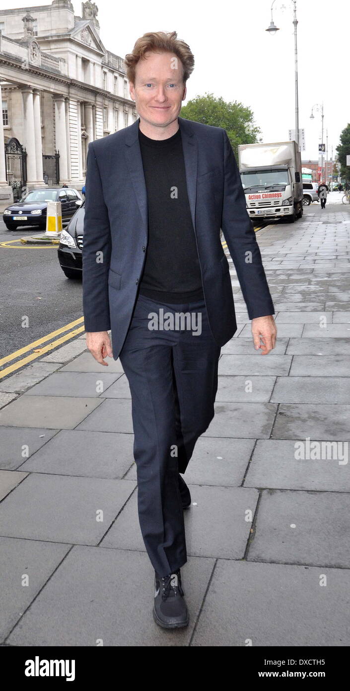 Conan O'Brien arrives at the Merrion Hotel. Later Conan is spotted with ...