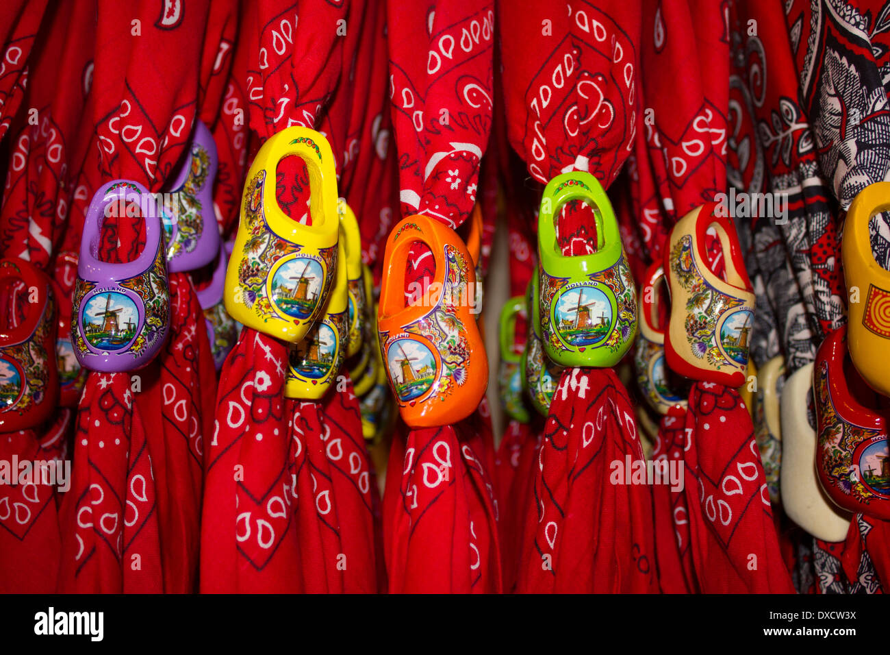 colourful dutch clogs bandana scarf fasteners amsterdam netherlands ...