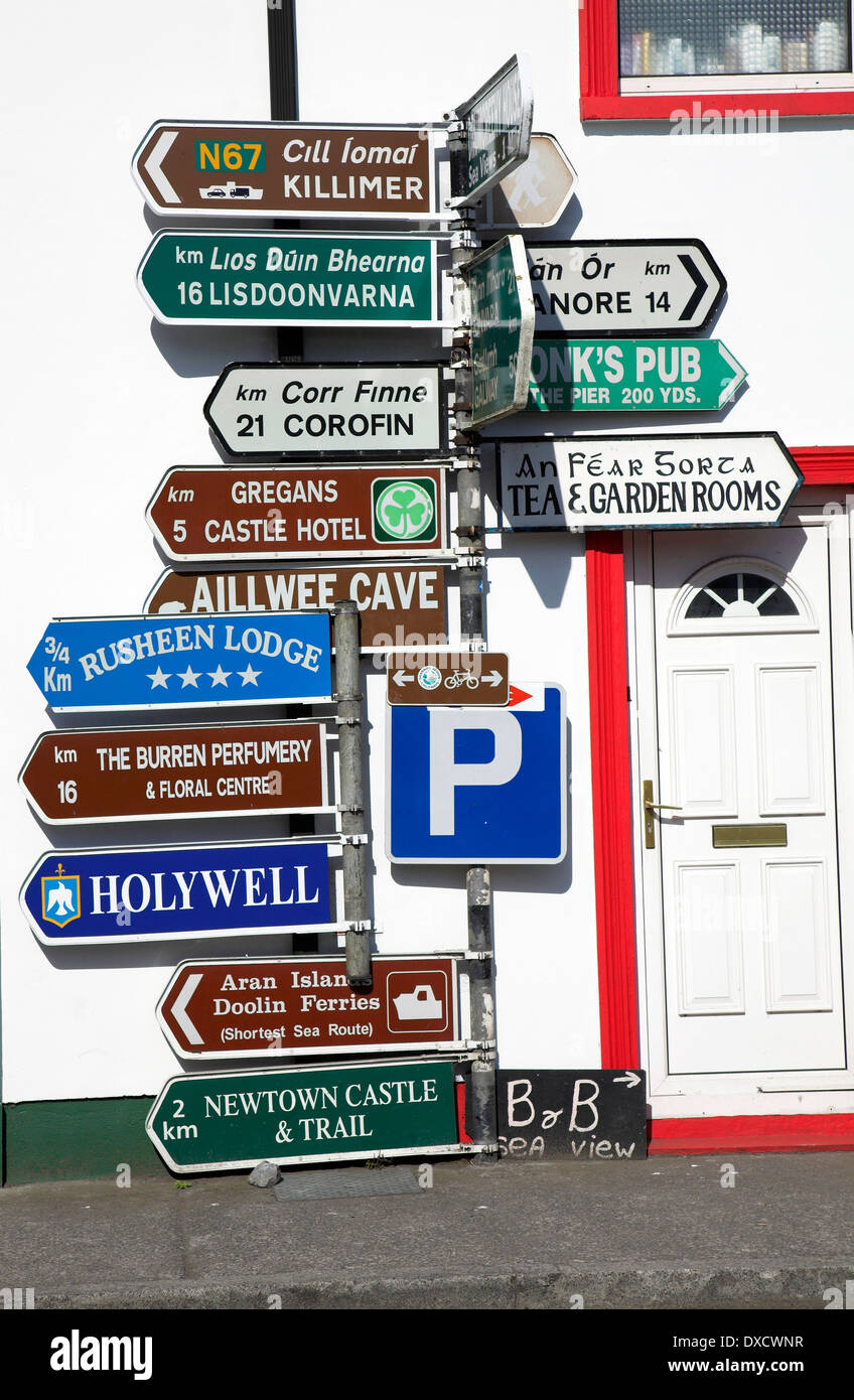 Signposts at Ballyvaughan, County Clare, Ireland Stock Photo - Alamy