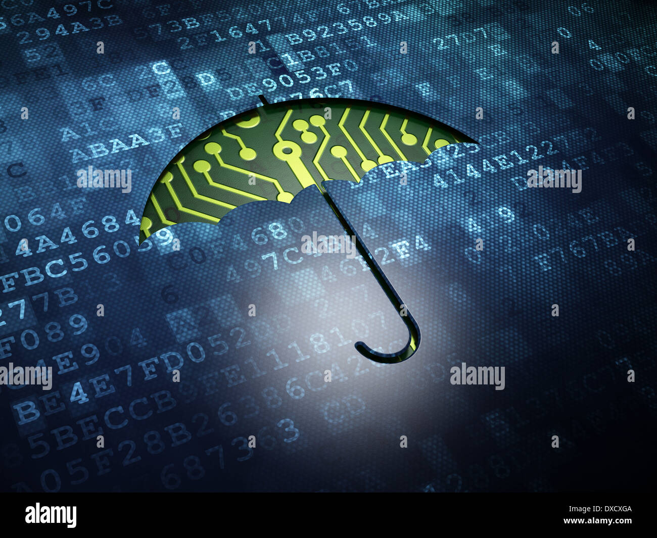 Protection concept: Umbrella on digital screen background Stock Photo ...