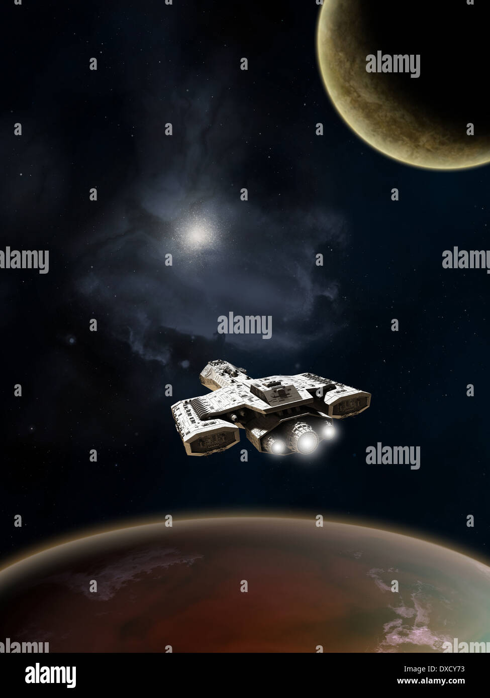 Deep Space - Science Fiction Battle Cruiser Stock Photo - Alamy