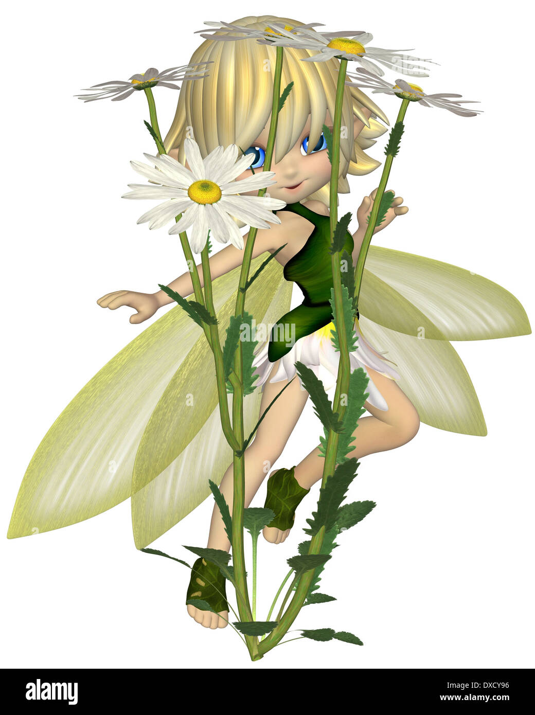 Cute Toon Daisy Fairy, Skipping Stock Photo - Alamy