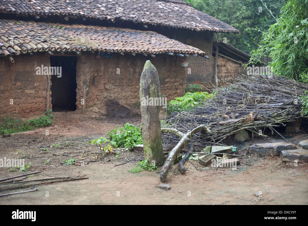 A statue of god outside tribal house, Munda tribe. Bartoli village ...
