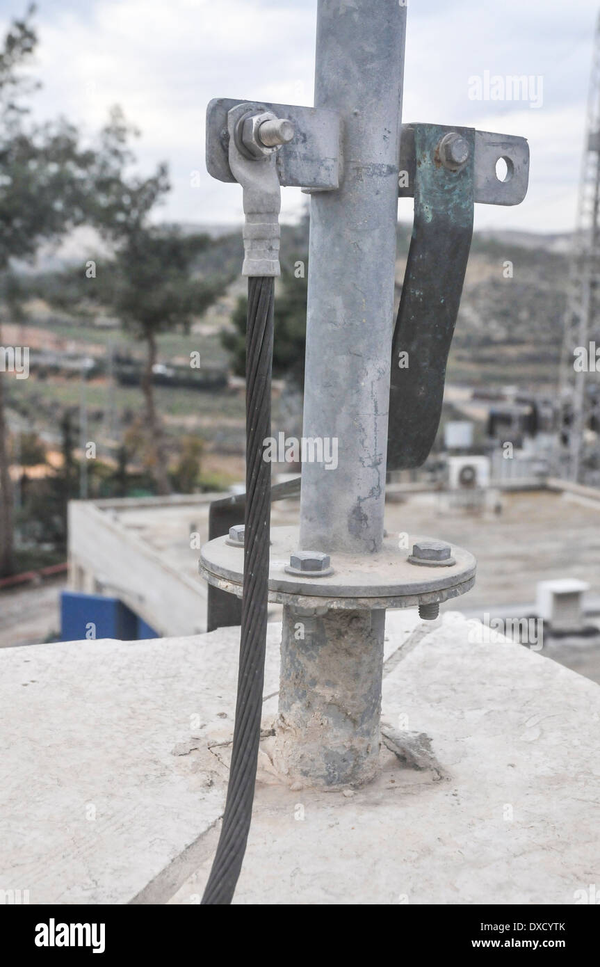 Lightning rod close up of the earthing wires. Jerusalem, Israel Stock ...