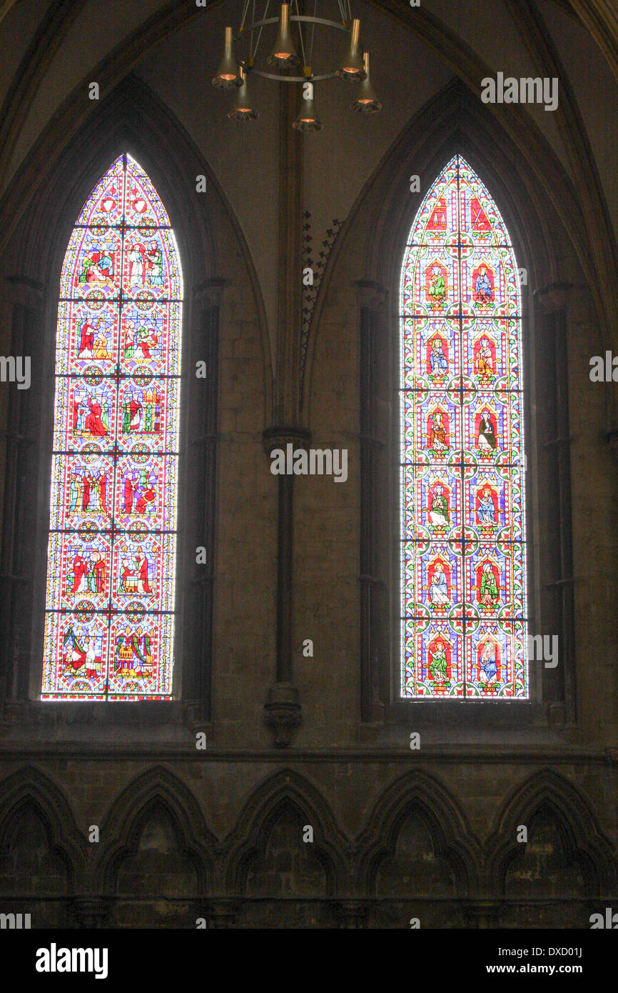 The stained glass windows at Lincoln Cathedral include tributes to the ...