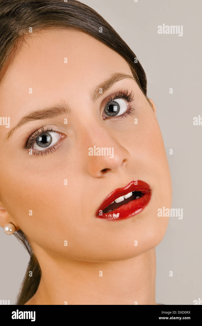 Female young adult face Stock Photo - Alamy