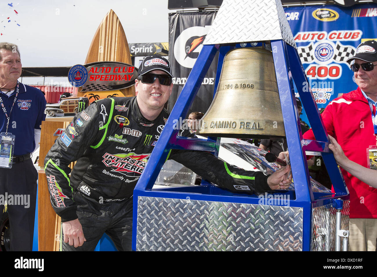 Fontana, California, US. 23rd Mar, 2014. Kyle Busch, driver of the #18 ...